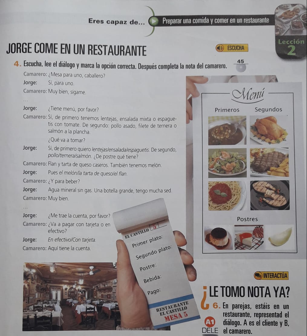 Español.es : Pedir en un restaurante