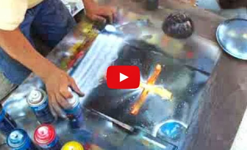 Spray Paint Art Absolutely Amazing Painting of Cross - Awesome Talent ...