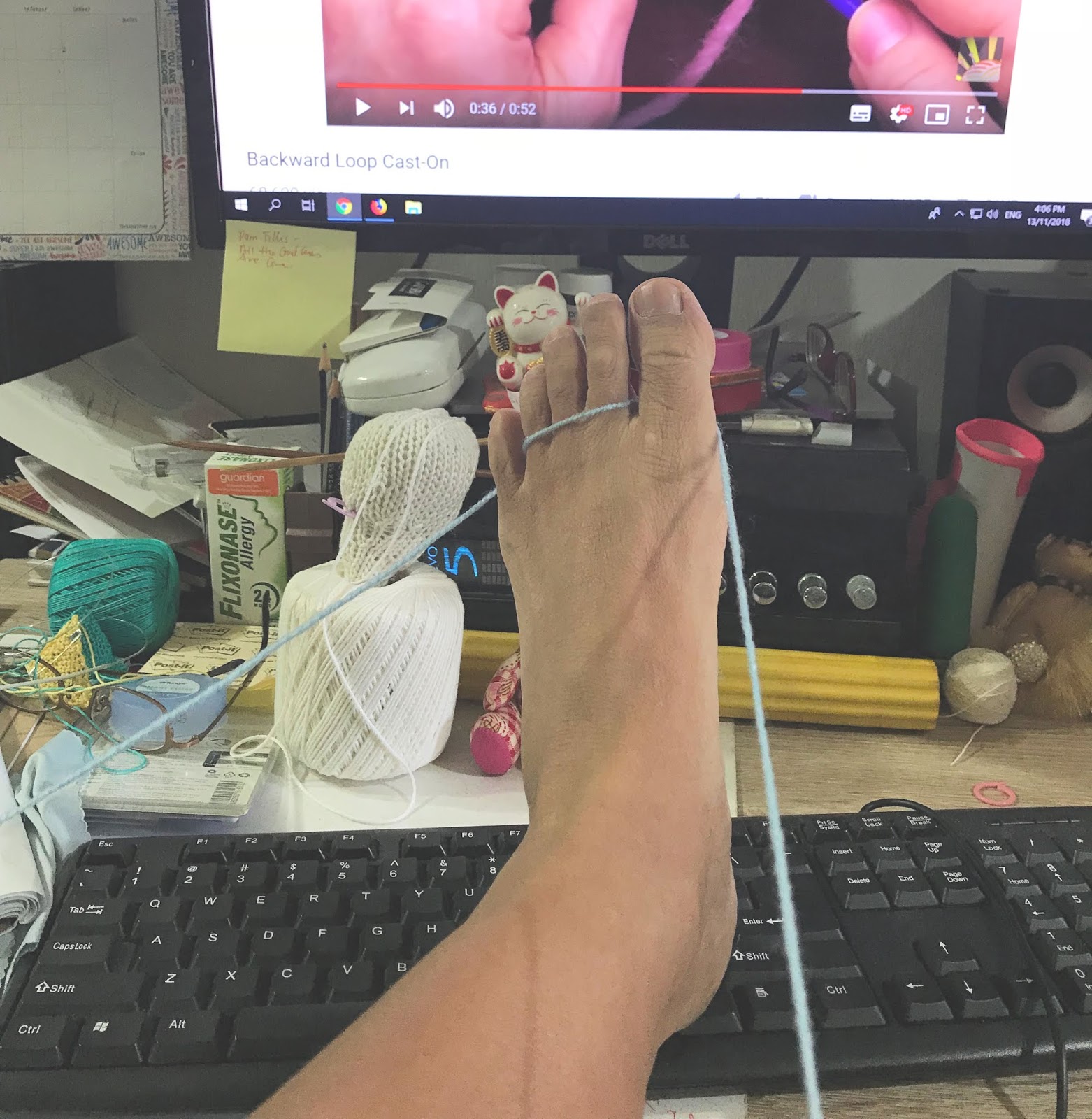 Knitting - Holding Yarn With Your Toes, Continental Style | Projects by ...