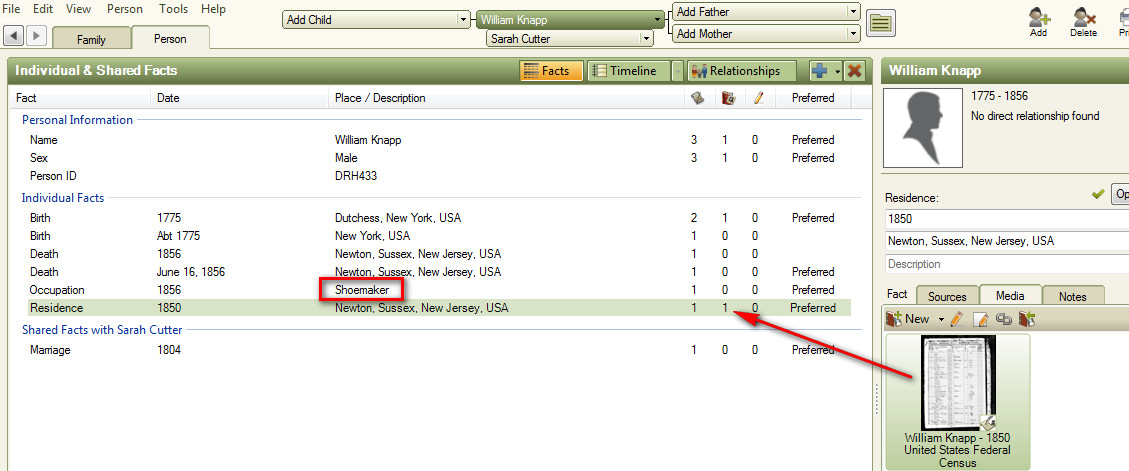 Family Tree Maker User: Genea-Musings - Knapp in 1850