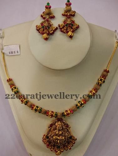 Dull Finish Gemstone Collar Choker - Jewellery Designs