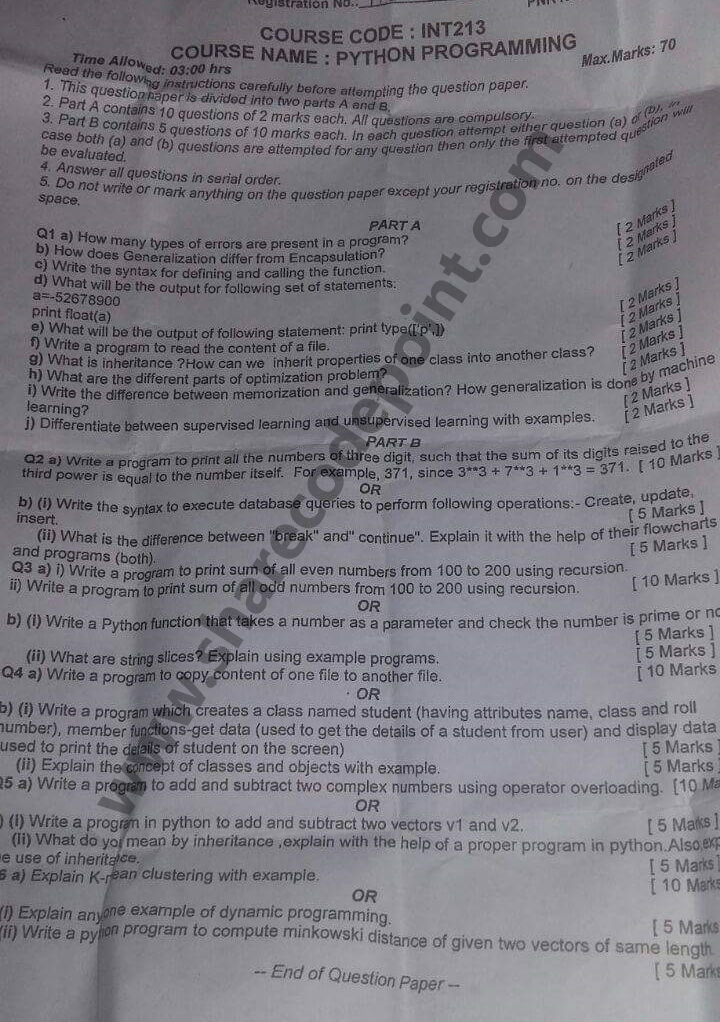 INT213 : Python Programming End Term Exam Question Paper - INT 213 ... INT213 : Python Programming End Term Exam Question Paper - INT 213 ...