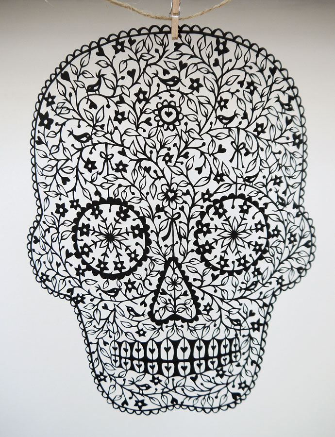 Folk Art Papercuts by Suzy Taylor: Sugar Skull papercut