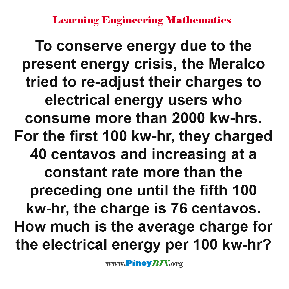 Solution How Much Is The Average Charge For The Electrical Energy Per solution-how-much-is-the-average-charge-for-the-electrical-energy-per