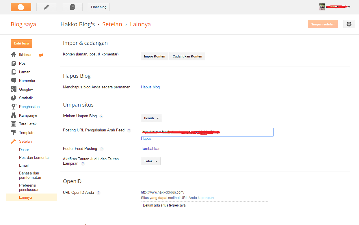 Cara Back Up Semua Postingan Artikel blog di blogger - Hakko Blog's