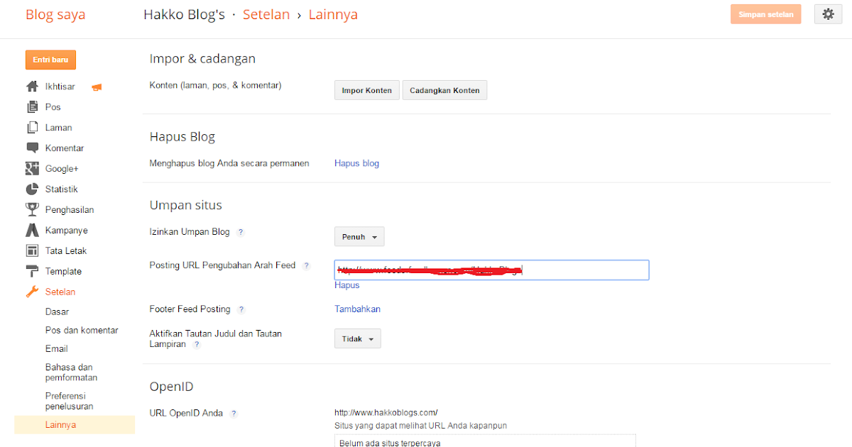 Cara Back Up Semua Postingan Artikel blog di blogger - Hakko Blog's