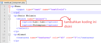 Dasar-Dasar Pemrograman PHP bagian 3 – Cara Membuat Text Field, Text Area Dan Combo Box ~ JONCODE