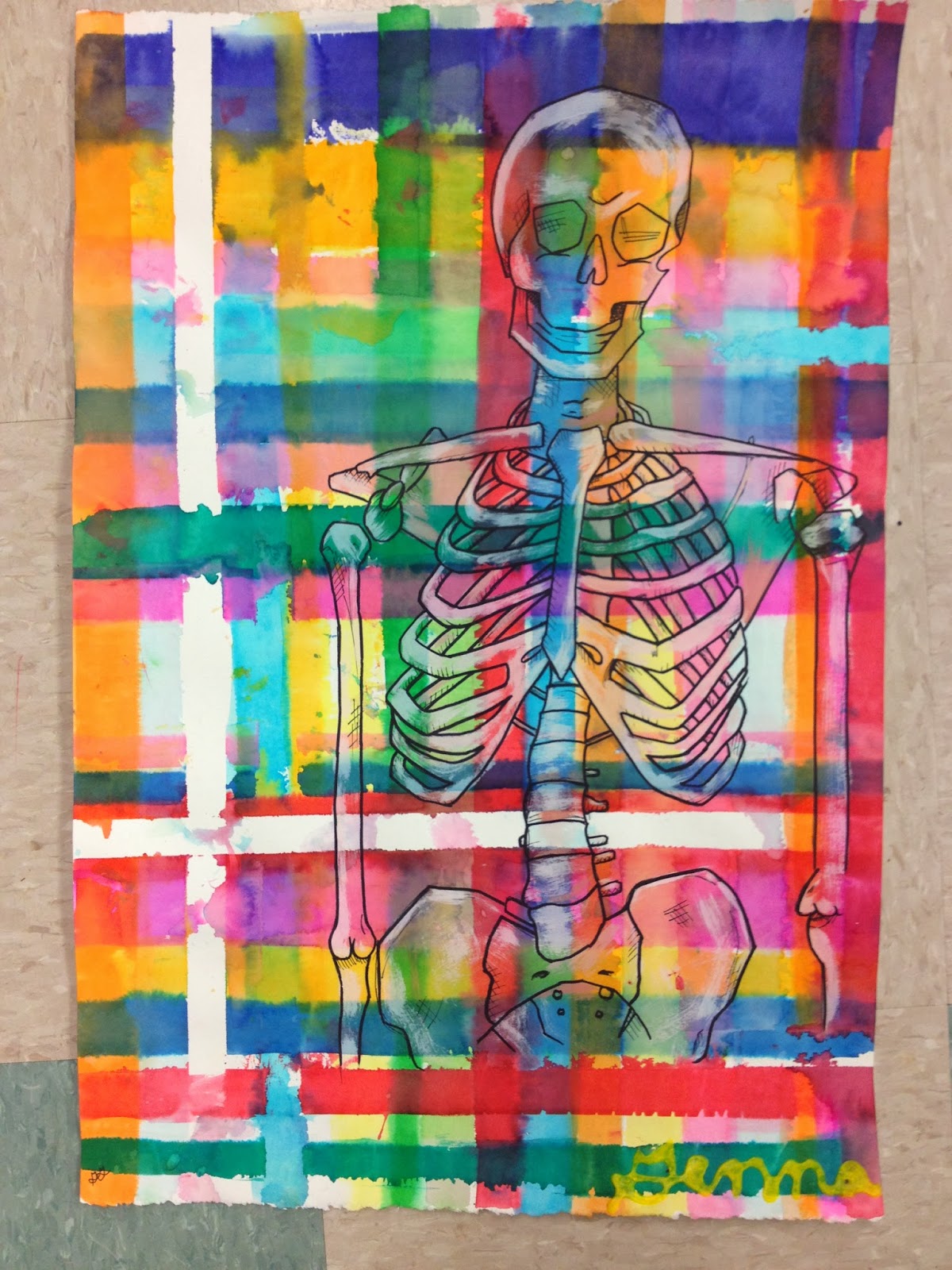 Genna's Art Blog : The colorful skeleton: layering