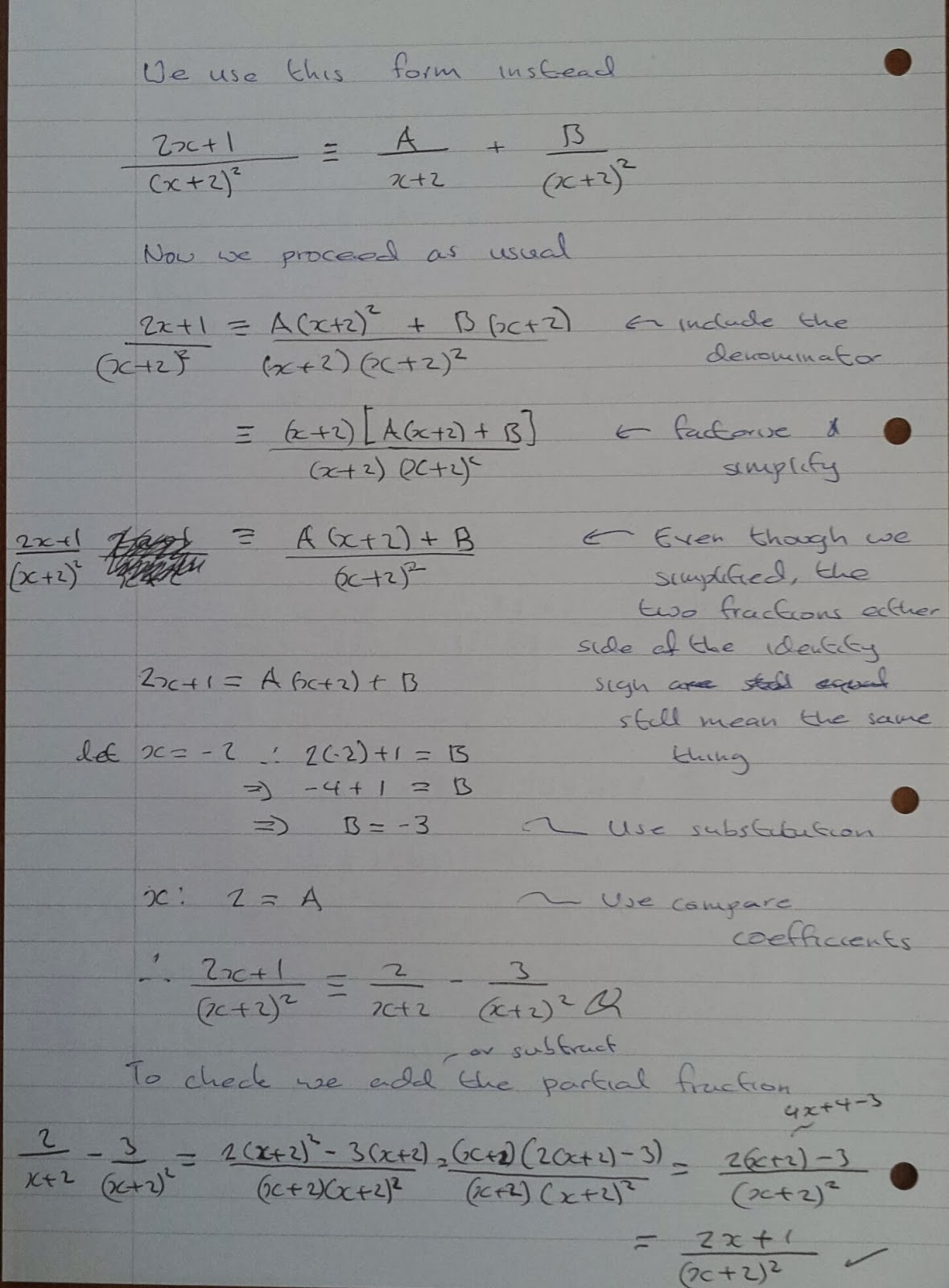 A Level Maths Notes: A2 Partial Fractions: repeated linear factors in ...