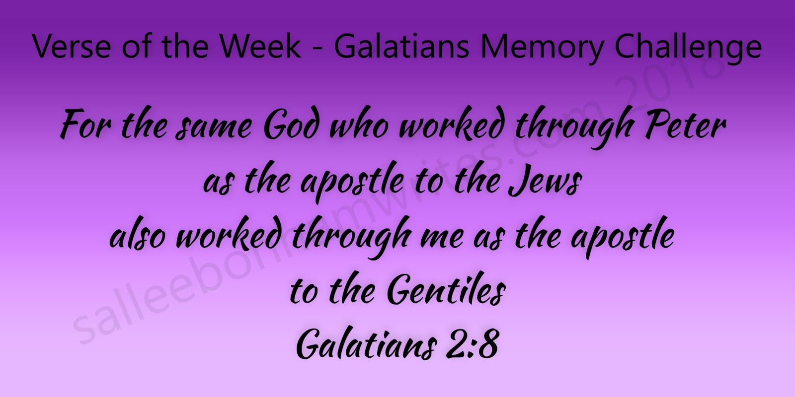 A Joy Filled Woman : Verse of the Week - Galatians 2:8