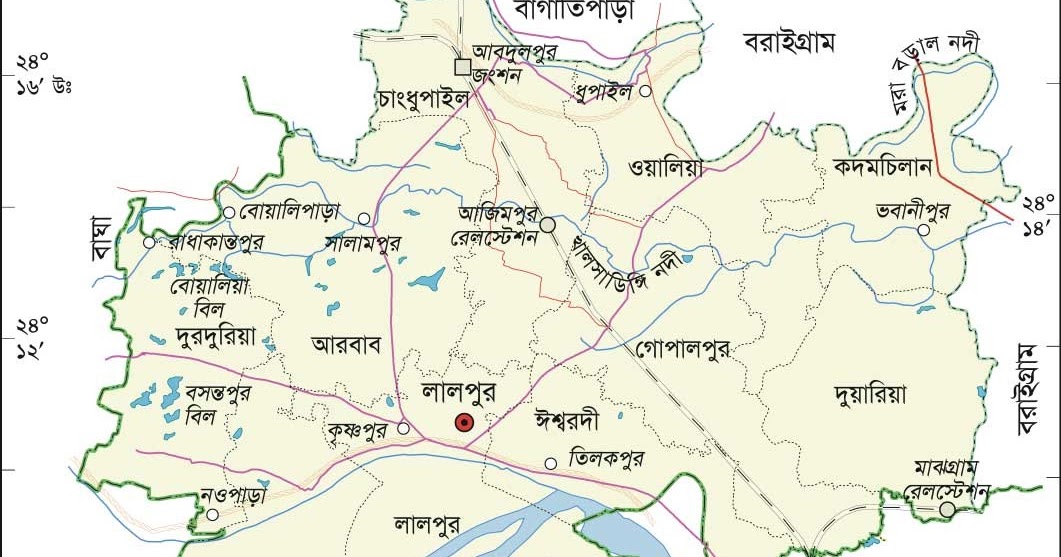 লালপুর উপজেলা মানচিত্র, নাটোর জেলা, বাংলাদেশ