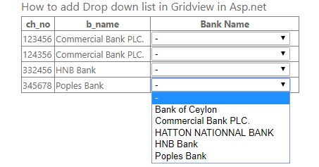 How to add Drop down list in Gridview in Asp.net | Microsoft Visual Studio