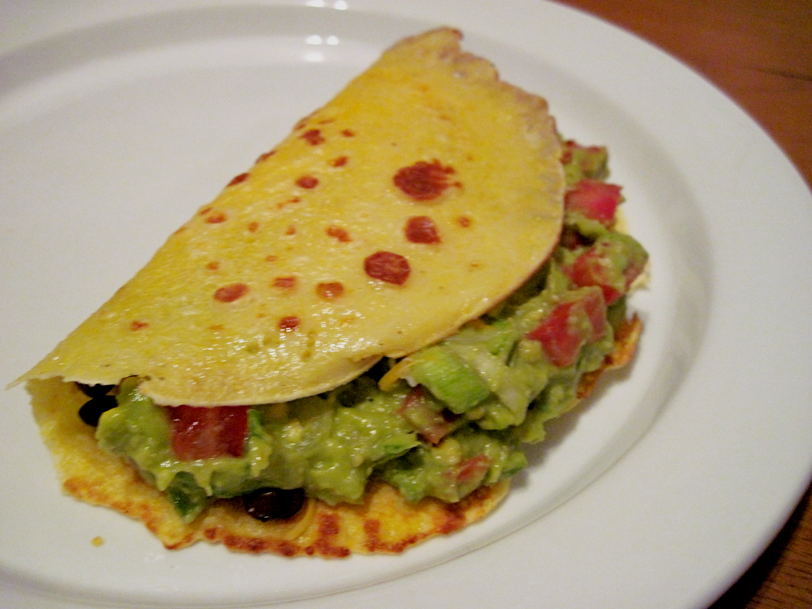 The V: Mexican Polenta Pancakes with Avocado & Tomato Filling