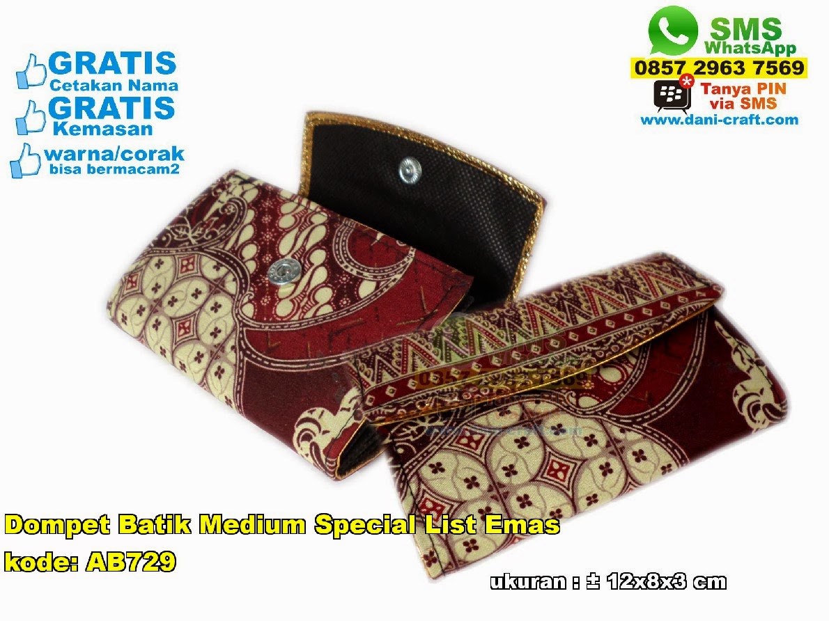 Dompet Batik Medium Special List Emas | Souvenir Pernikahan