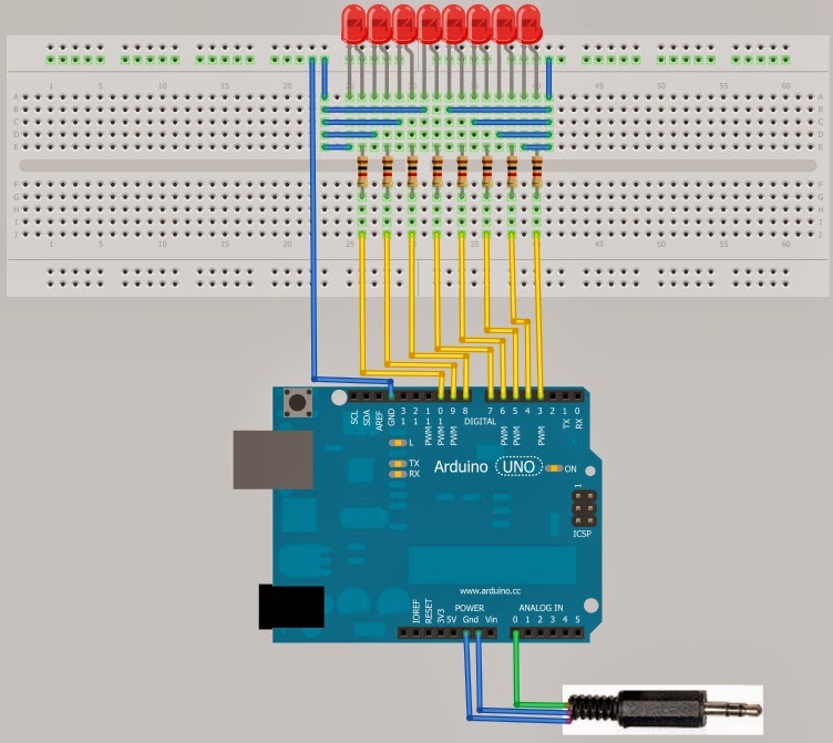 Vúmetro – Leds al ritmo de la música | Playing with Arduino
