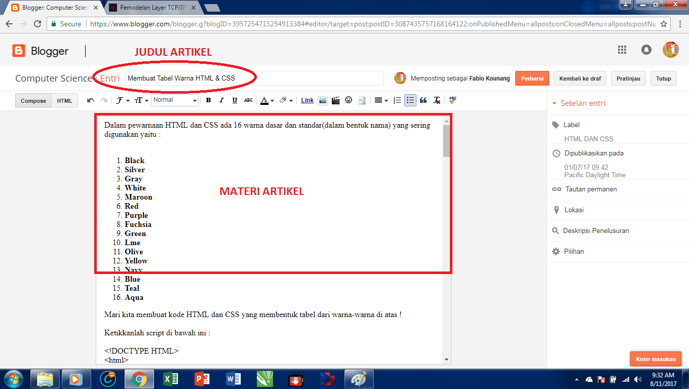 Membuat Posting / Artikel di Blogger