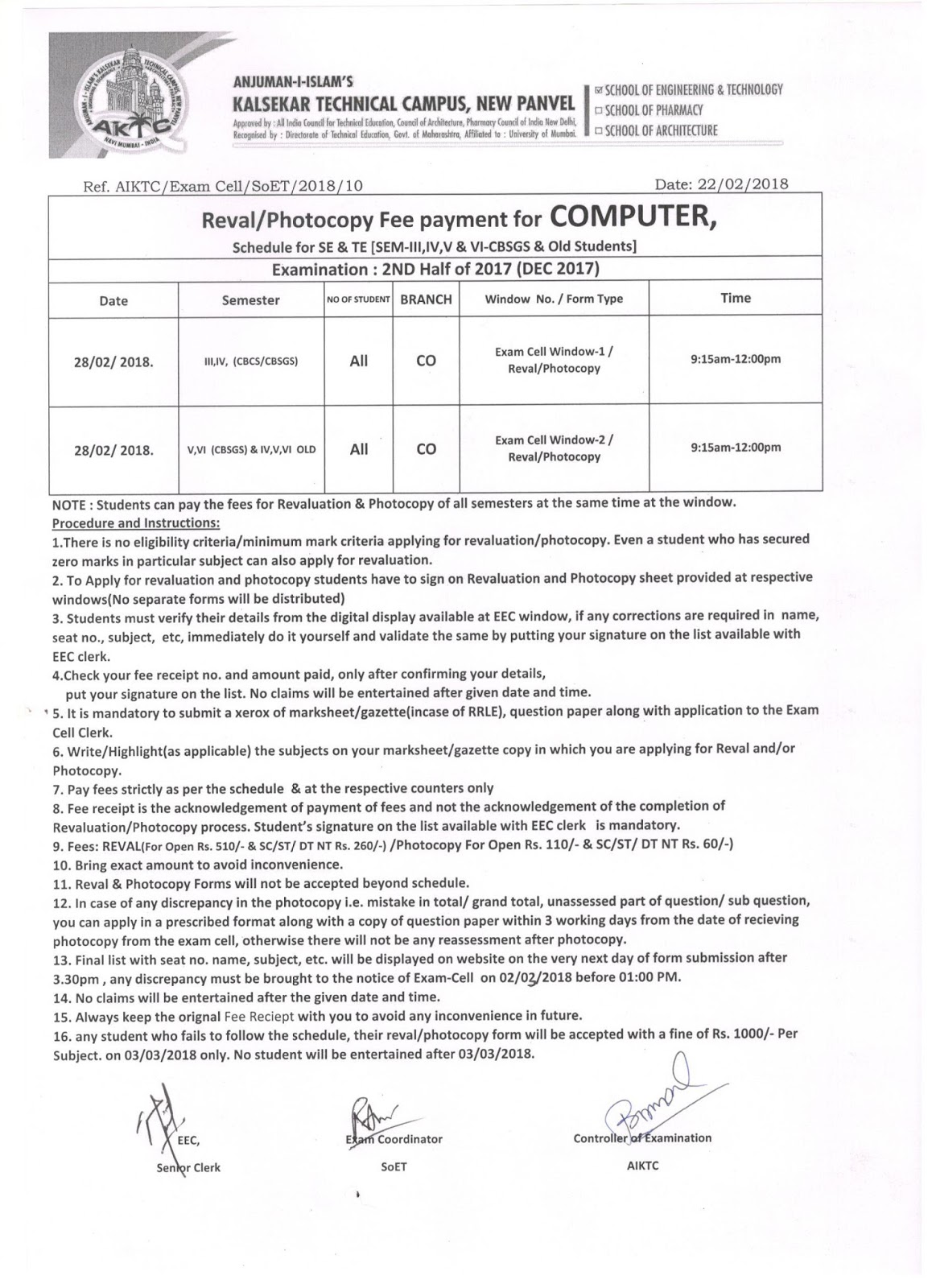EXAM-CELL NOTICE BOARD: NOTICE-REVALUATION-PHOTOCOPY- COMPUTER ENGG ...