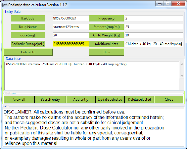How to use Pediatric dose Calculator version1.1.2