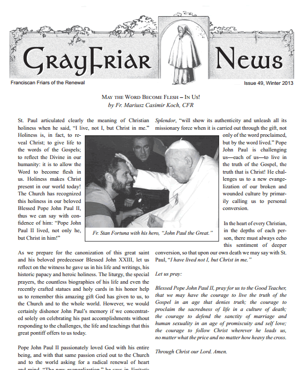 From the Friars eLetter | San Juan Diego Friary | Albuquerque, NM