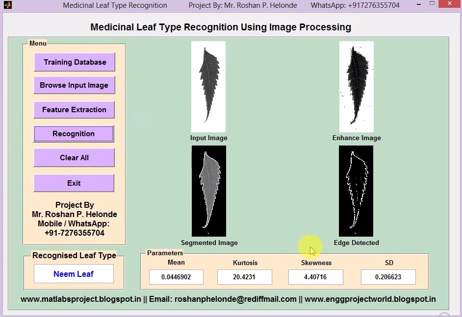 Leaf Type Recognition Using Image Processing Full Matlab Project Code
