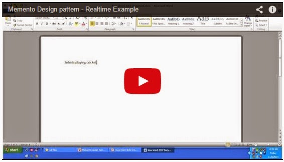 JAVA EE Memento Design Pattern Realtime Example JAVA EE Memento Design Pattern Realtime Example