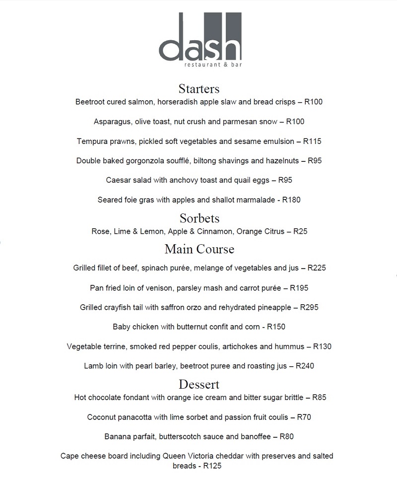 .: Dinner at Dash - The Queen Victoria Hotel in the V&A Waterfront