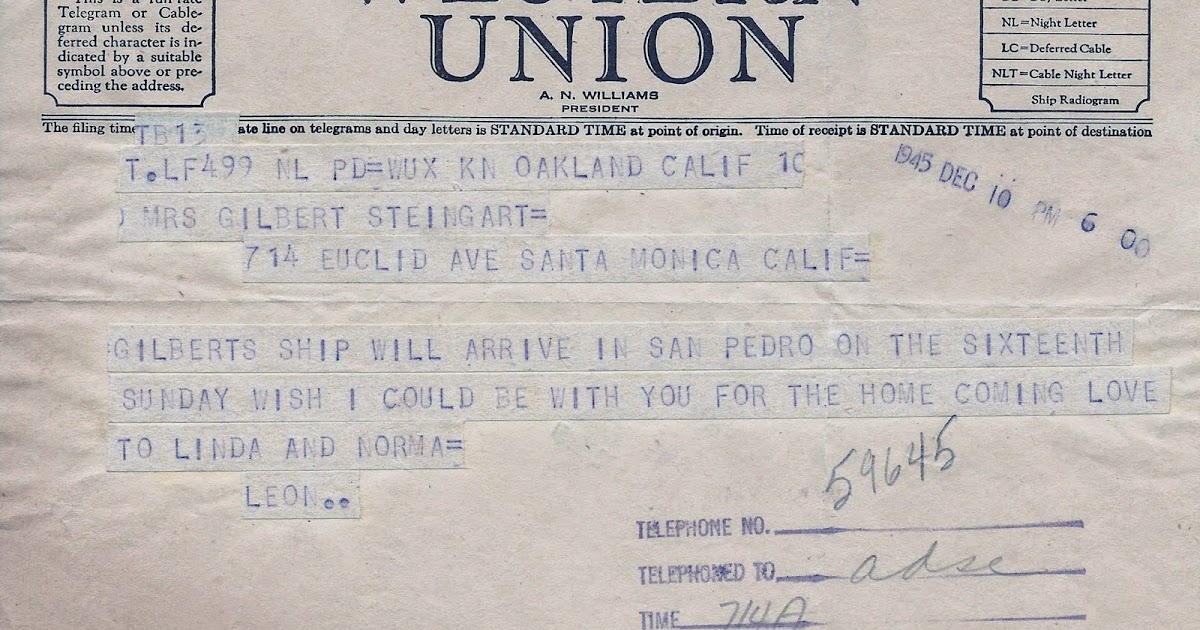 WWII Navy Dentist: Telegram from Leon