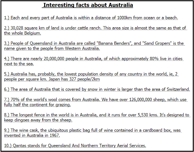 Interesting Facts About Australia - Must know ~ Staytune99 - Awesome ...