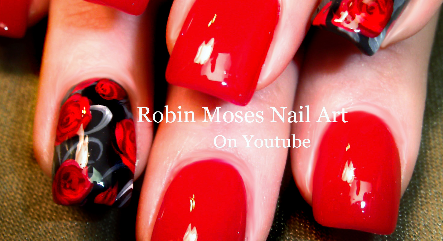 Nail Art by Robin Moses: DIY Easy Red Rose Nails | Romantic Roses Nail ...