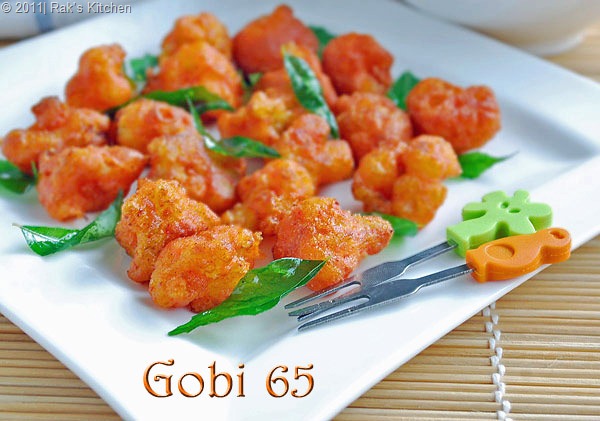 Gobi 65 recipe, Cauliflower recipe | Raks Kitchen | Indian Vegetarian ...