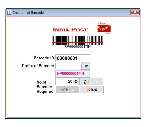 KURNOOL POSTAL DIVISION: Barcode Generator for Training Purpose