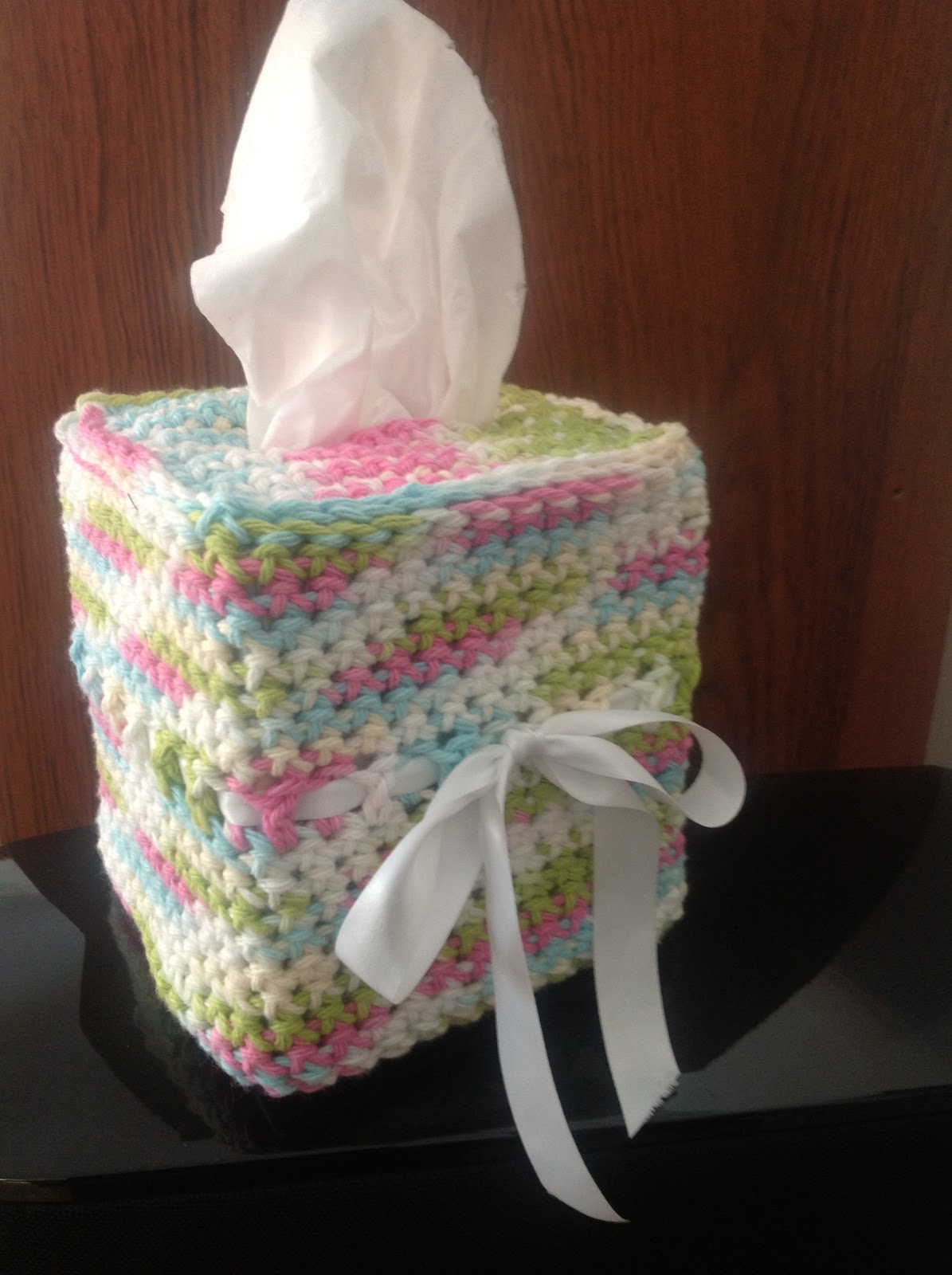 Sew Out There: Crochet Pattern - Tissue Box Cover - Strawberry Mint