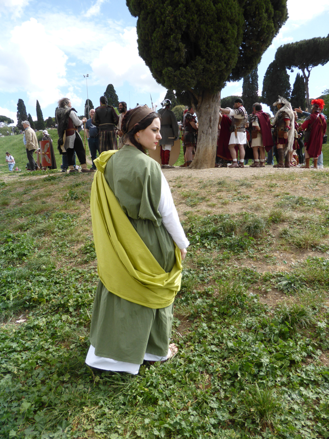Apple green ancient Roman tunic and palla