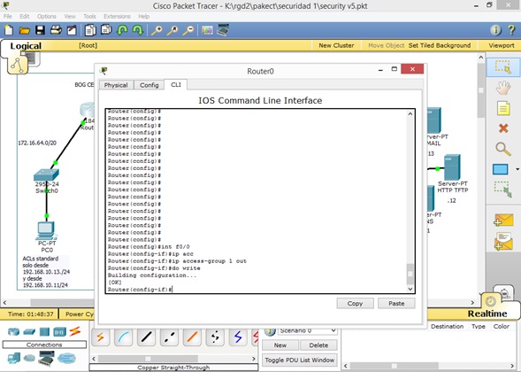 GESTIÓN DE REDES: CONFIGURACION DE ACL STANDARD EN CISCO PACKET TRACER