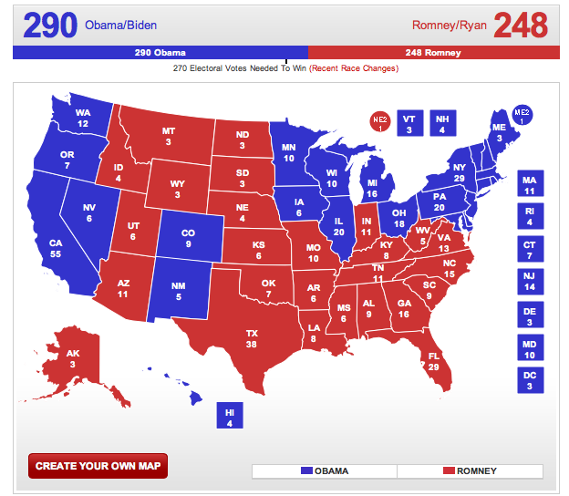 Adventure Thug: 2012 Electoral Map w/ No Toss Ups