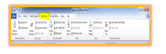 CONOCIENDO WORD: SUBMENU REFERENCIAS