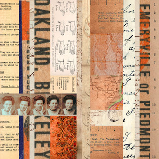 C o l l a g e a r t: Orange vintage paper and Photo Collage