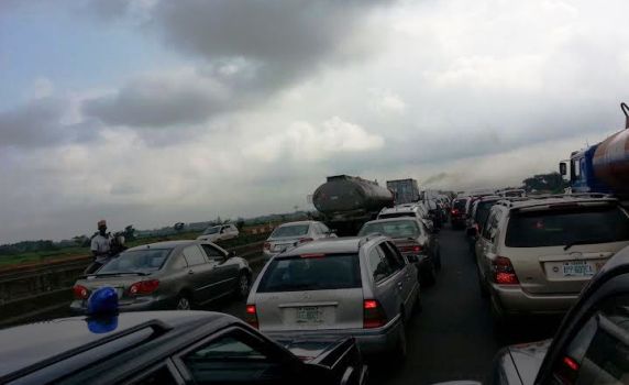 Photos: Traffic gridlock on Lagos-Ibadan expressway since 4am today
