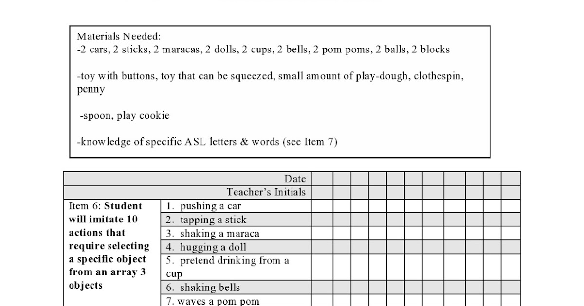 Teach Early Autism: Imitation Level 2 - VB-MAPP Data Sheets!