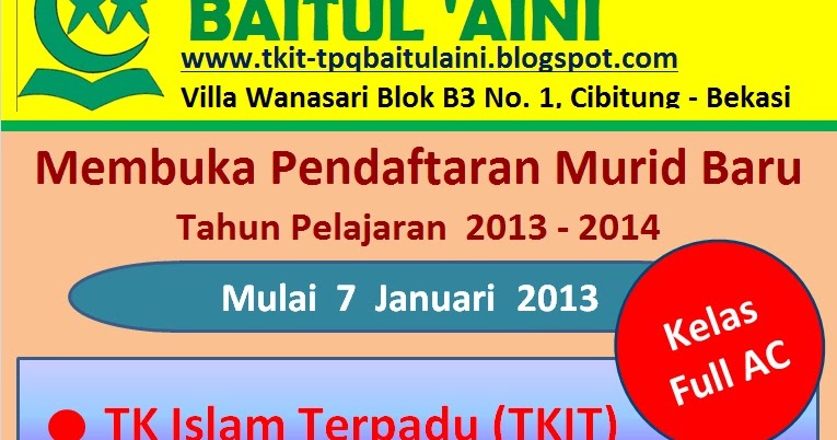 TKIT-TPQ BAITUL 'AINI: POSTER, Spanduk, Brosur, Banner Penerimaan Murid ...