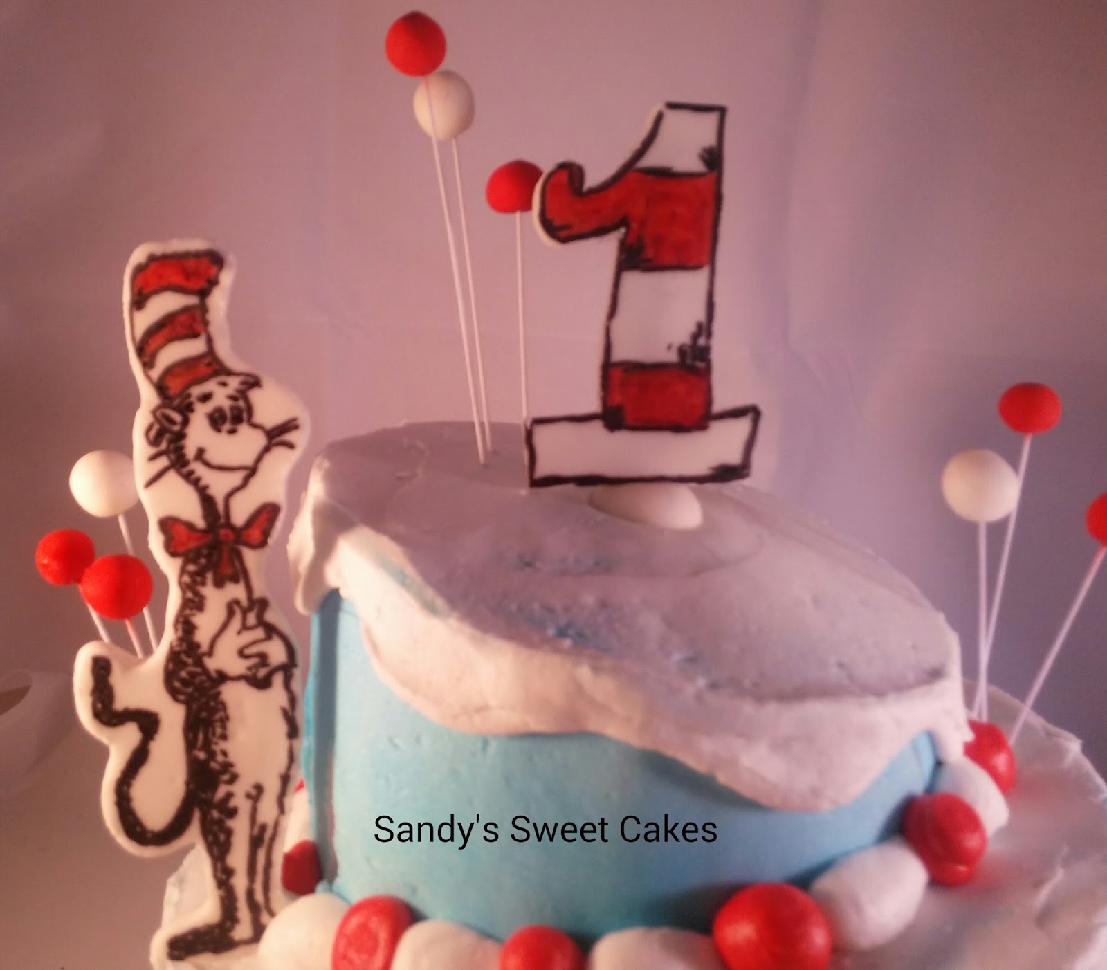 Sandy's Sweet Cakes: Dr.Seuss thing 1 thing 2 hand drawn fondant cake