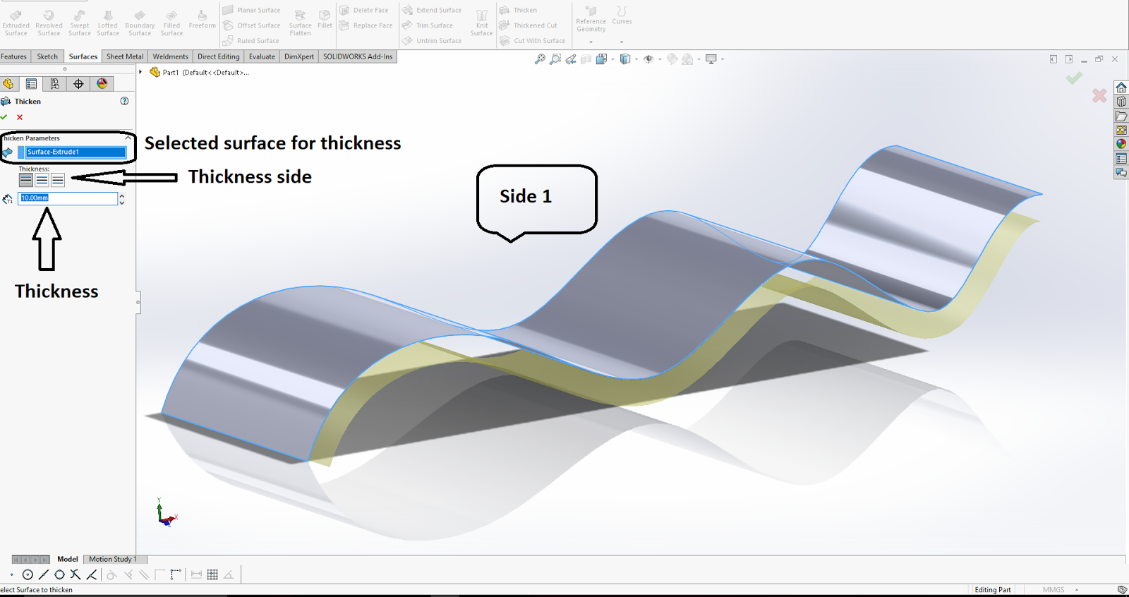 Design Tech Academy: Solid Works Thicken & creating solid from enclosed ...