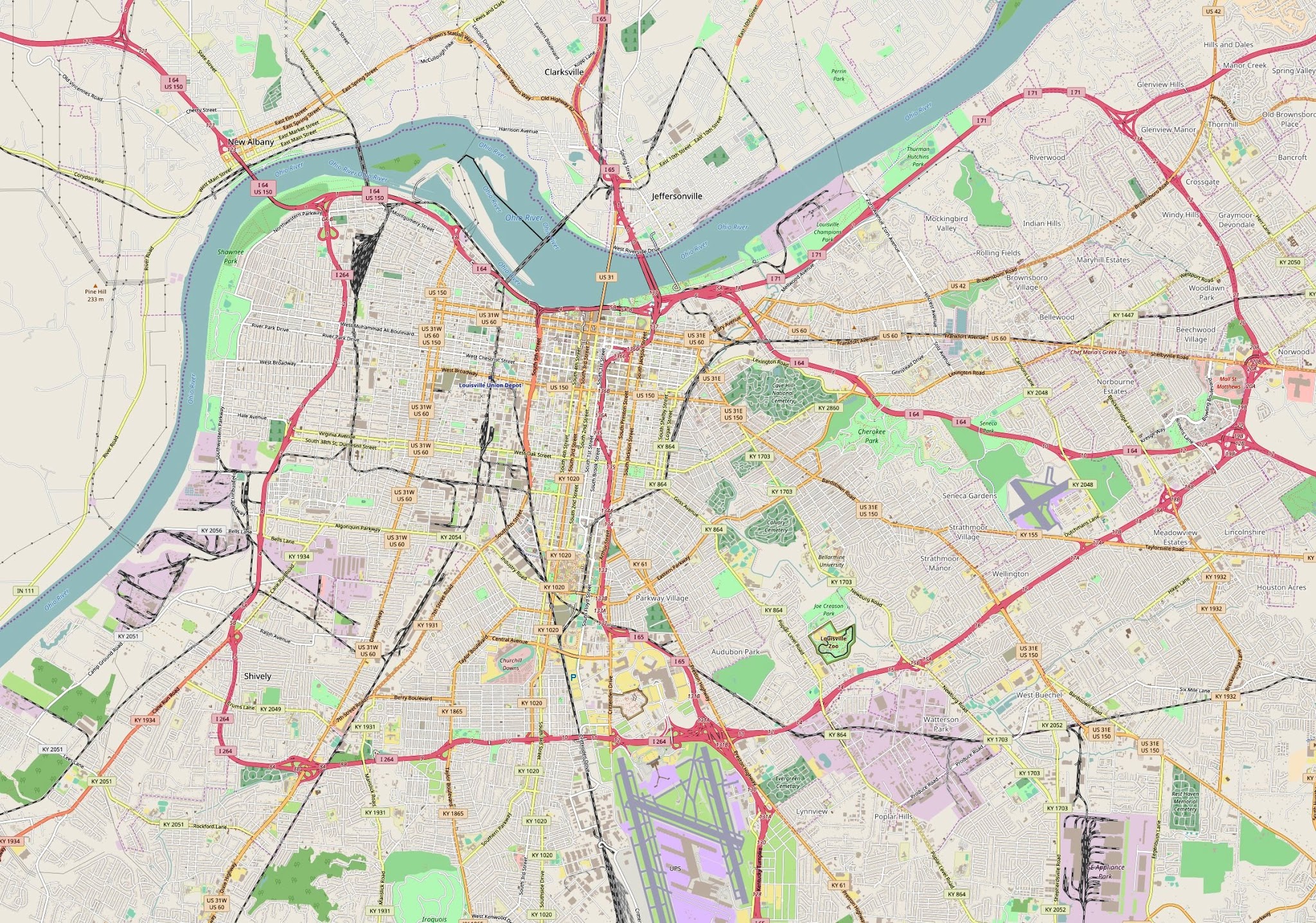 Louisville, Kentucky Map Louisville, Kentucky Map