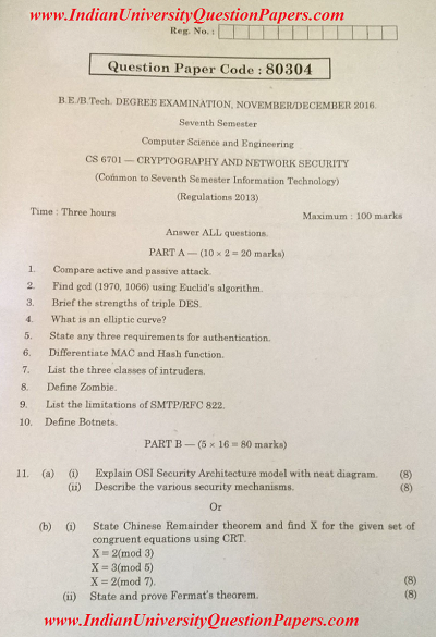 CS6701 Cryptography and Network Security Nov Dec 2016 Question Paper ...