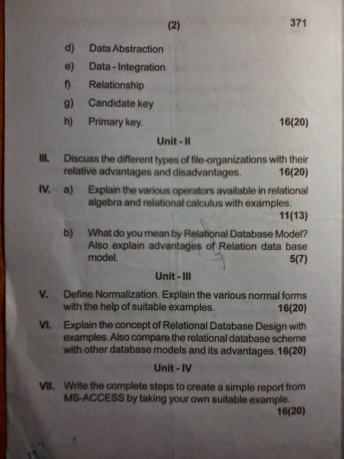 World And Knowledge Database Management System Question Paper 2014 Hpu