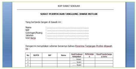 Contoh Format SPTJM Pencairan TPG Tahun 2019 - Guru Suka Berbagi