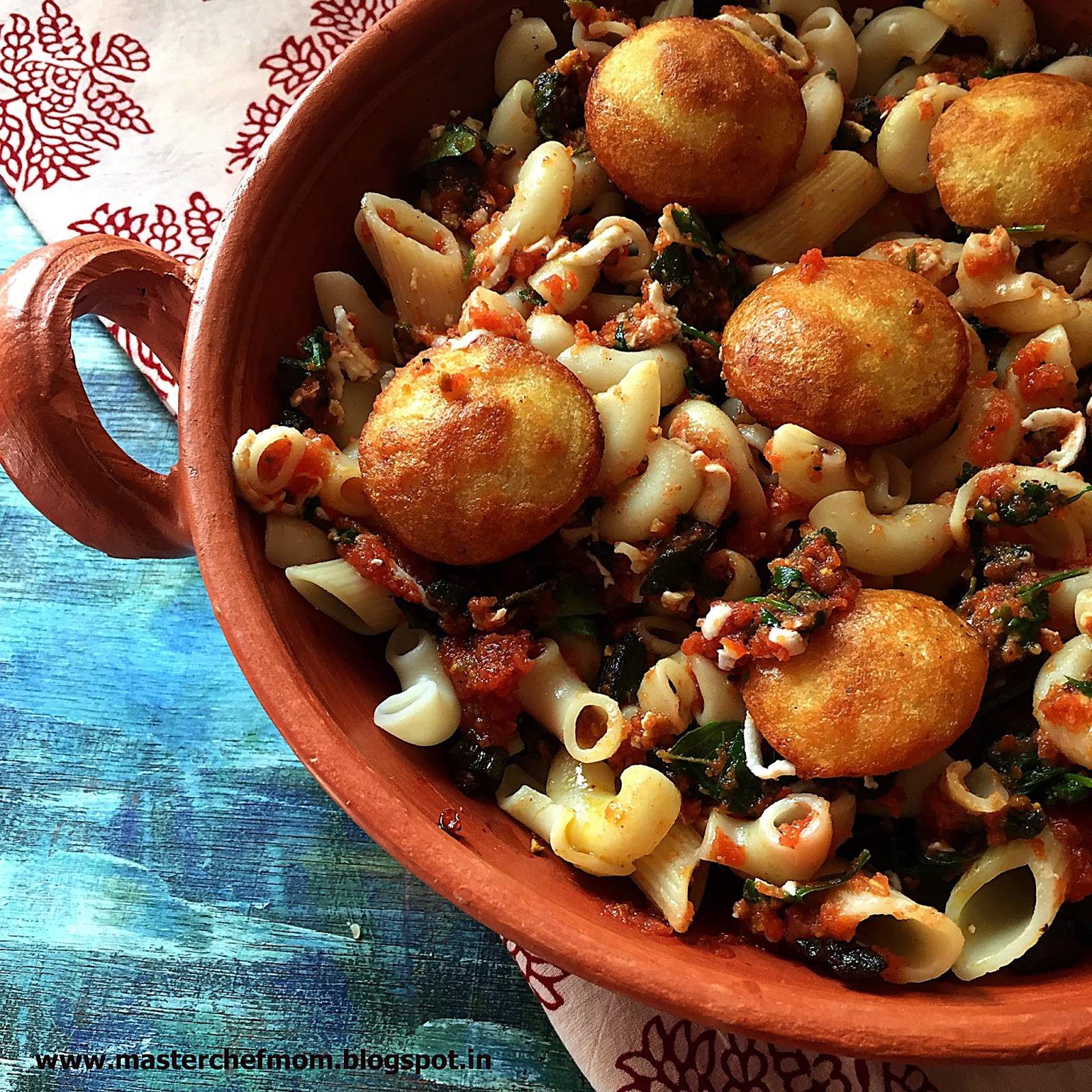 MASTERCHEFMOM: Indian Rasam Sauce Pasta with Paniyaram Balls |Pasta in ...