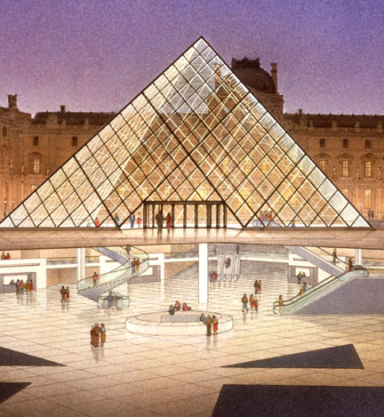 Beyond Architectural Illustration: Airbrush Demo - I M Pei's Louvre