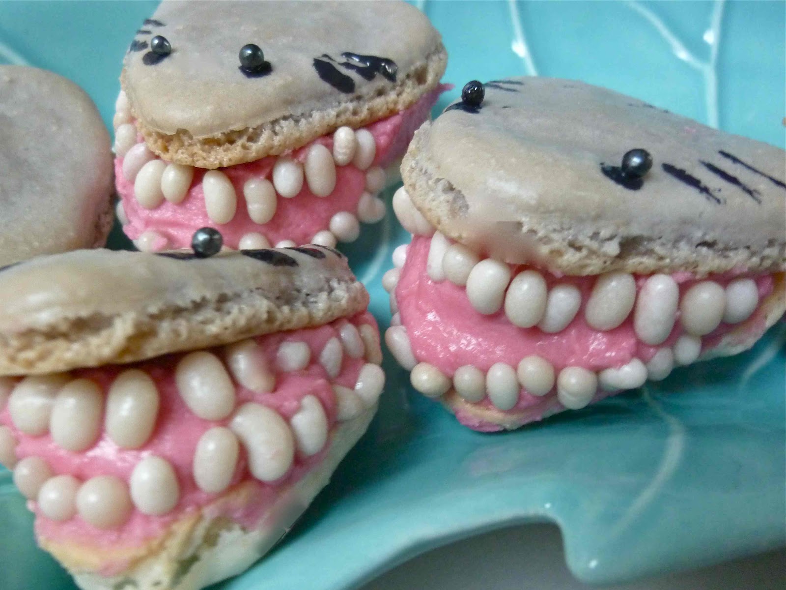 Great White Shark Macarons with Pink Sea Salt Caramel Filling for ...