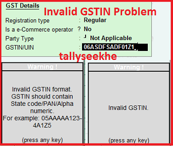 invalid GSTIN Problem in tally in hindi ~ tally seekhe tally learn in hindi